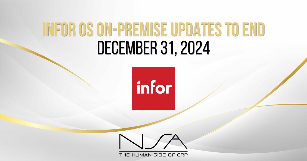 InforOS On-Premise Updates to end December 31, 2024 - NSA 3.0
