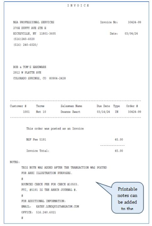 System Utilization – AREI AR Entry Invoice Print - NSA 3.0